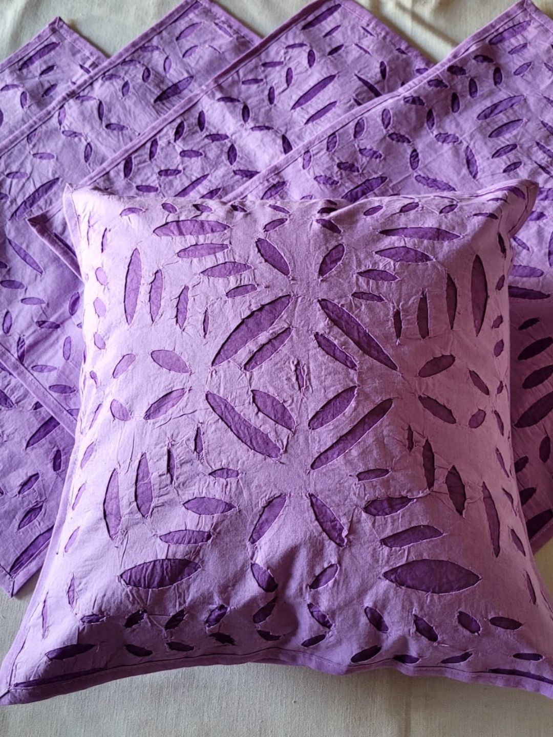 Indiehaat | Pure Cotton Applique Cushion Cover Purple – Indiehaat.com